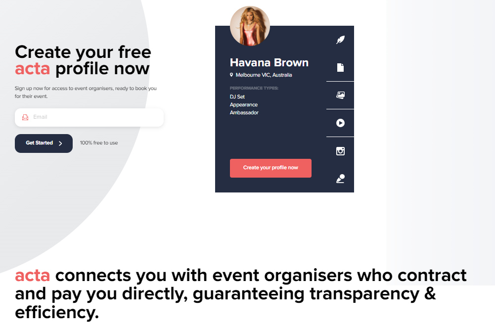 Talent | acta - Talent booking platform